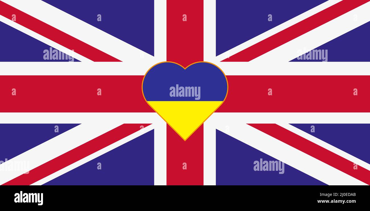A heart painted in the colors of the flag of Ukraine on the flag of ...