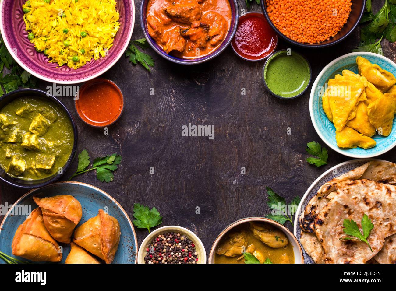 Assorted indian food Stock Photo - Alamy