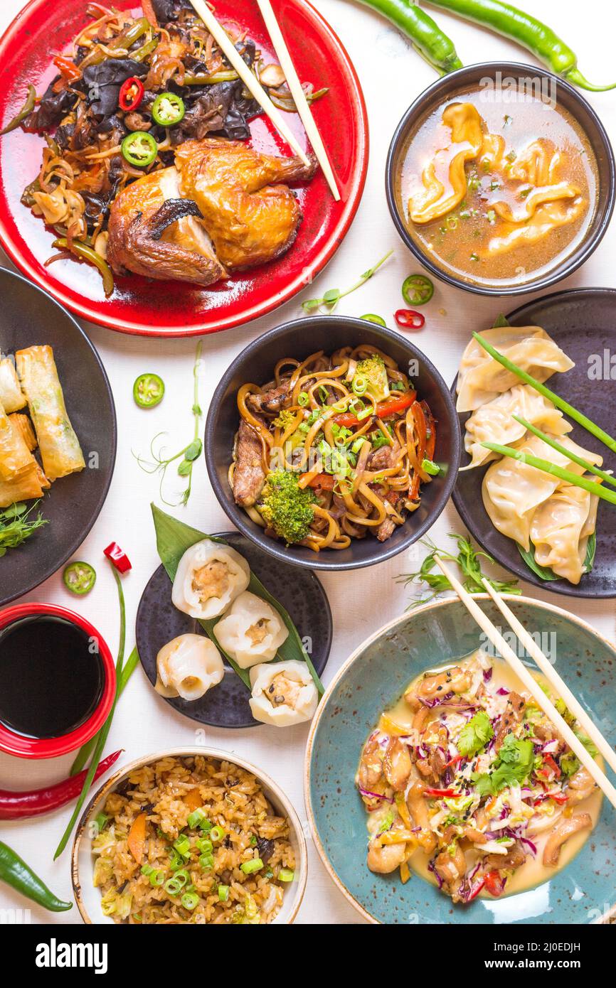 Assorted Chinese food set Stock Photo - Alamy