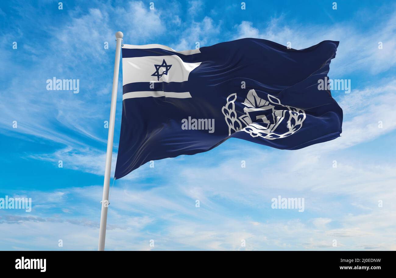 flag of Prison Service Commander , Israel at cloudy sky background on ...