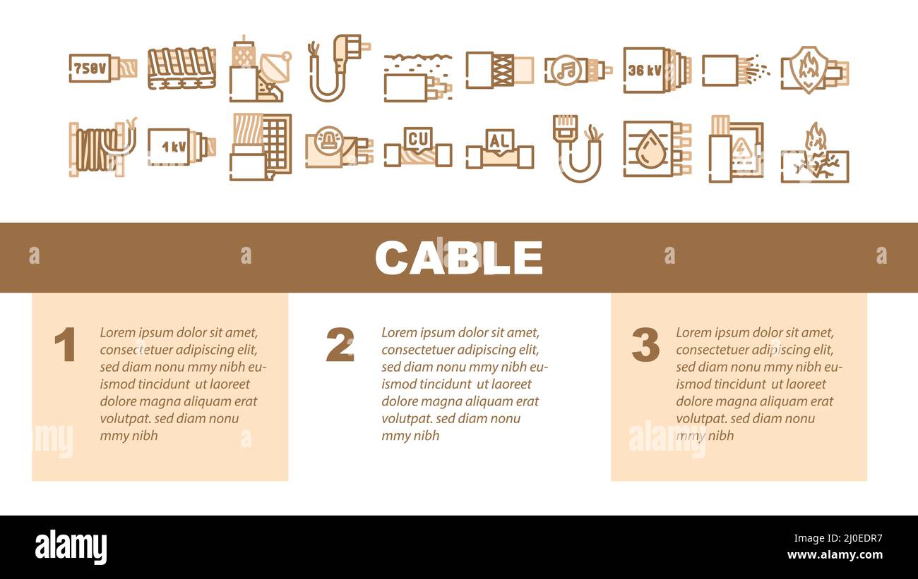 Cable Wire Electrical System Landing Header Vector Stock Vector Image ...