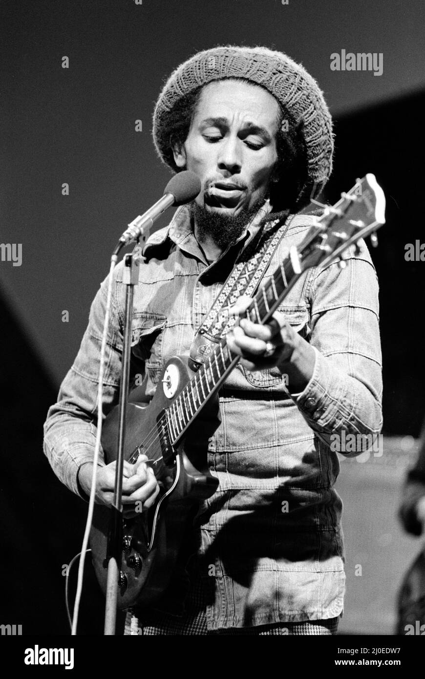 Jamaican singer Bob Marley seen here performing in London. Marley is a ...