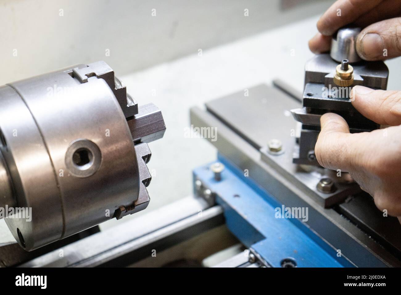 lathe adjustment prior to precise work Stock Photo - Alamy