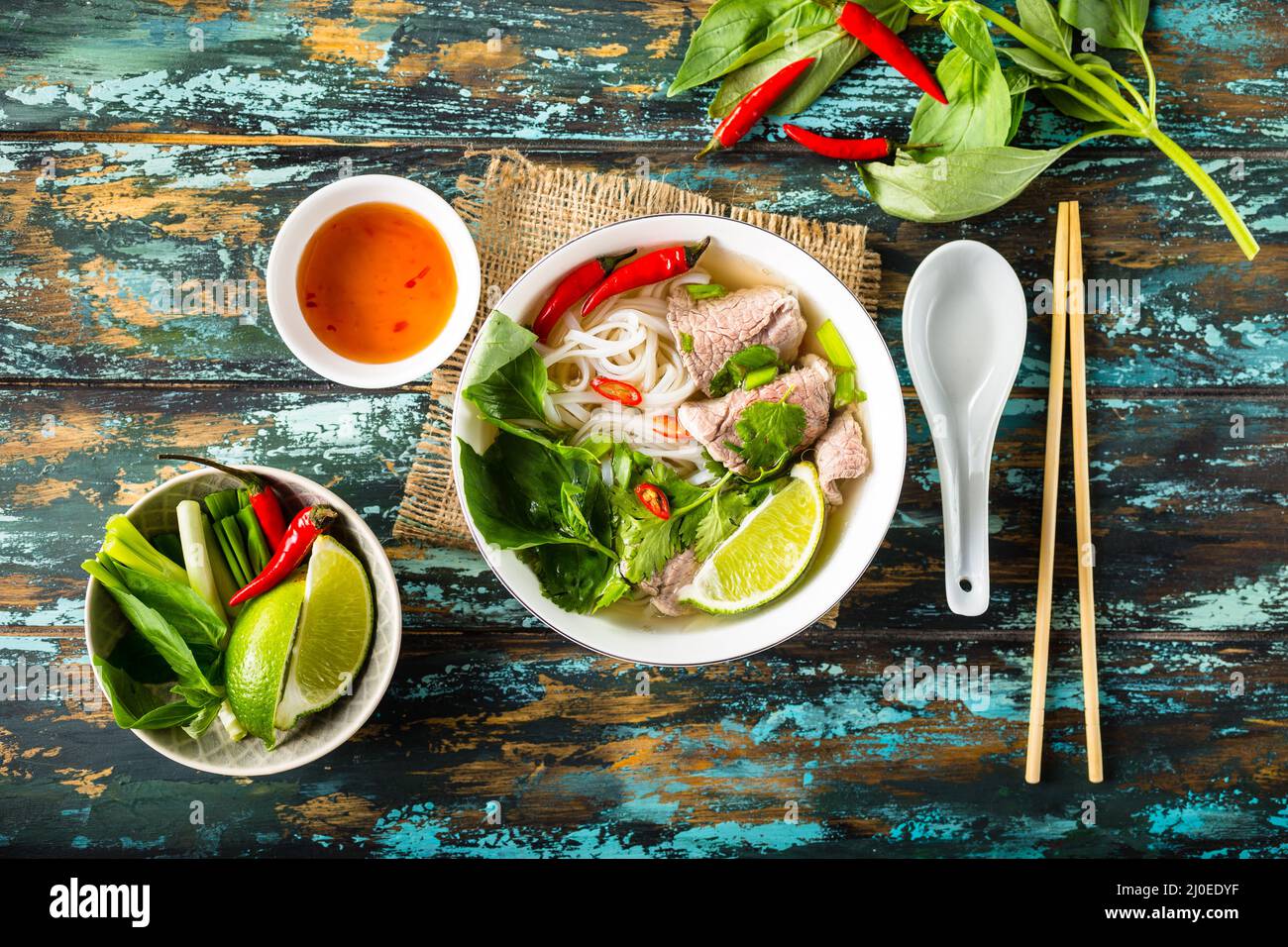Vietnamese soup pho bo Stock Photo - Alamy
