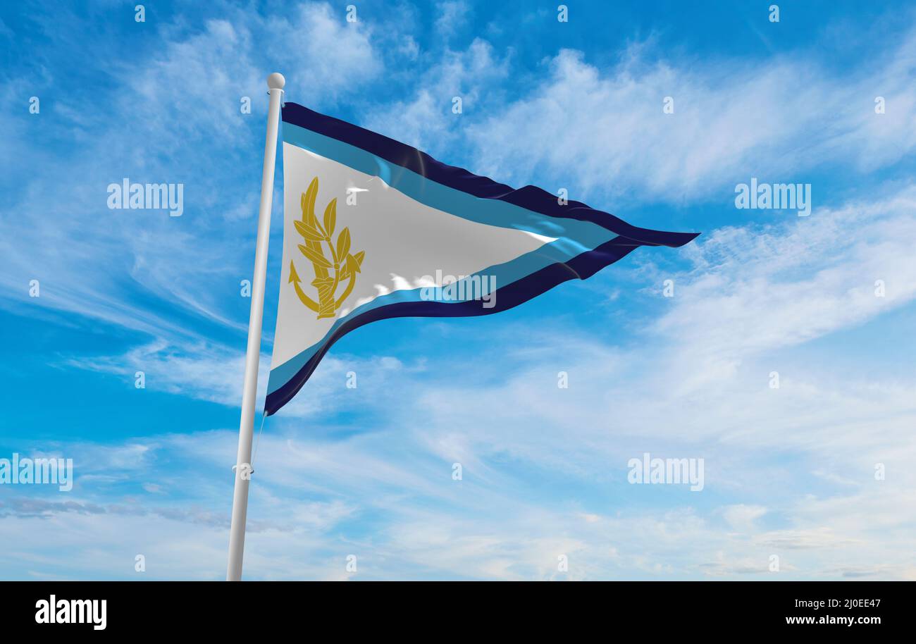 flag of Senior Officer's Pendant of the Israeli Navy , Israel at cloudy ...