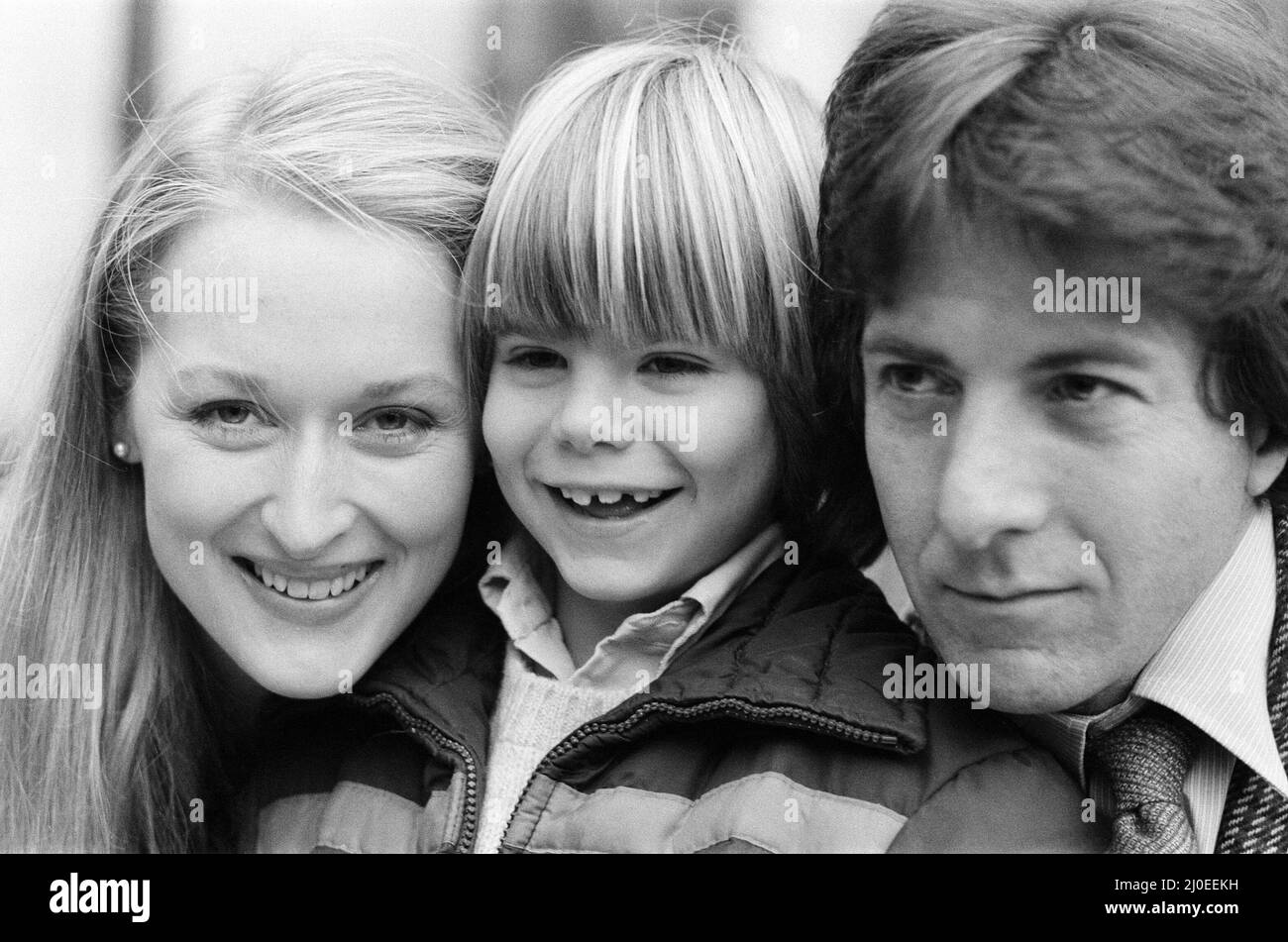 Actor Dustin Hoffman with actress Meryl Streep and young Justin Henry ...
