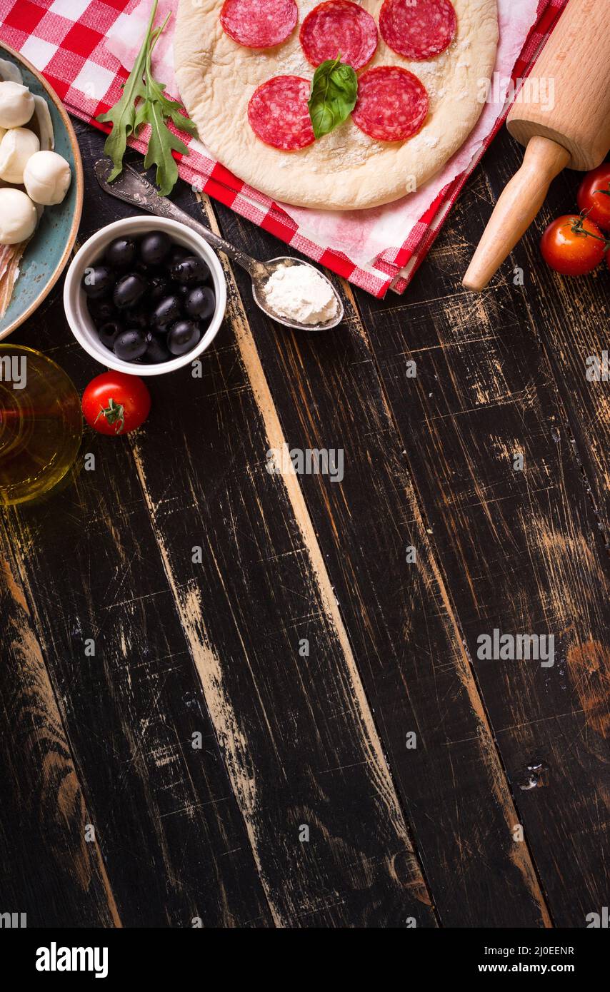 Pizza making background Stock Photo - Alamy