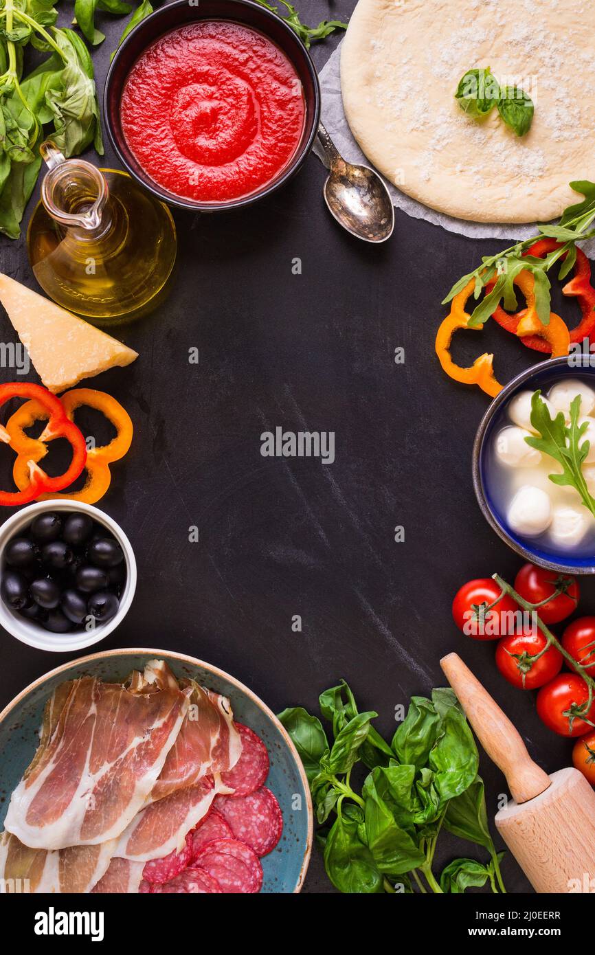 Pizza making background Stock Photo - Alamy