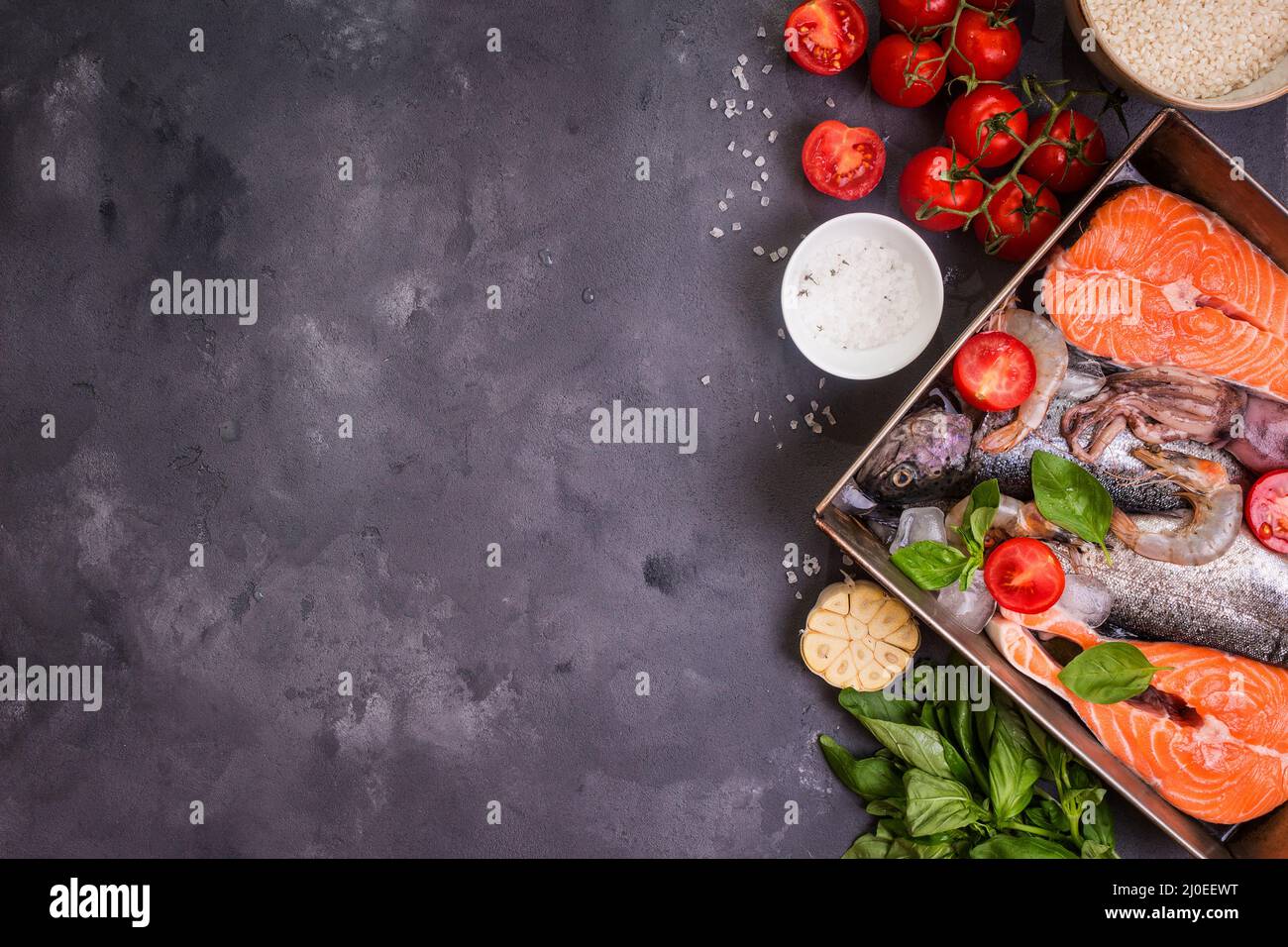 Assorted fish and seafood Stock Photo - Alamy