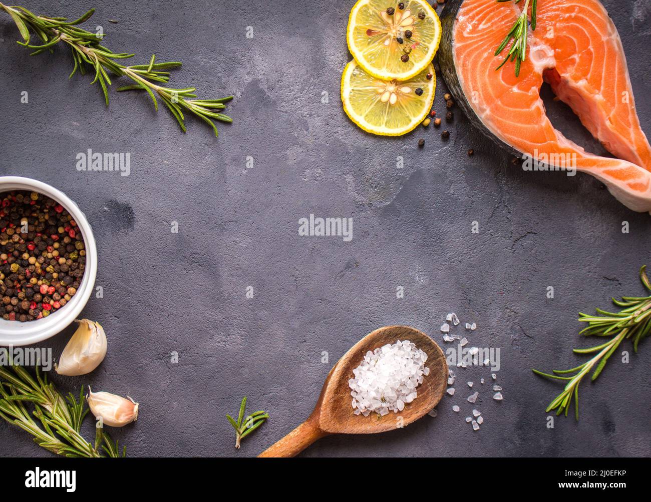 Raw fish steak set hi-res stock photography and images - Alamy