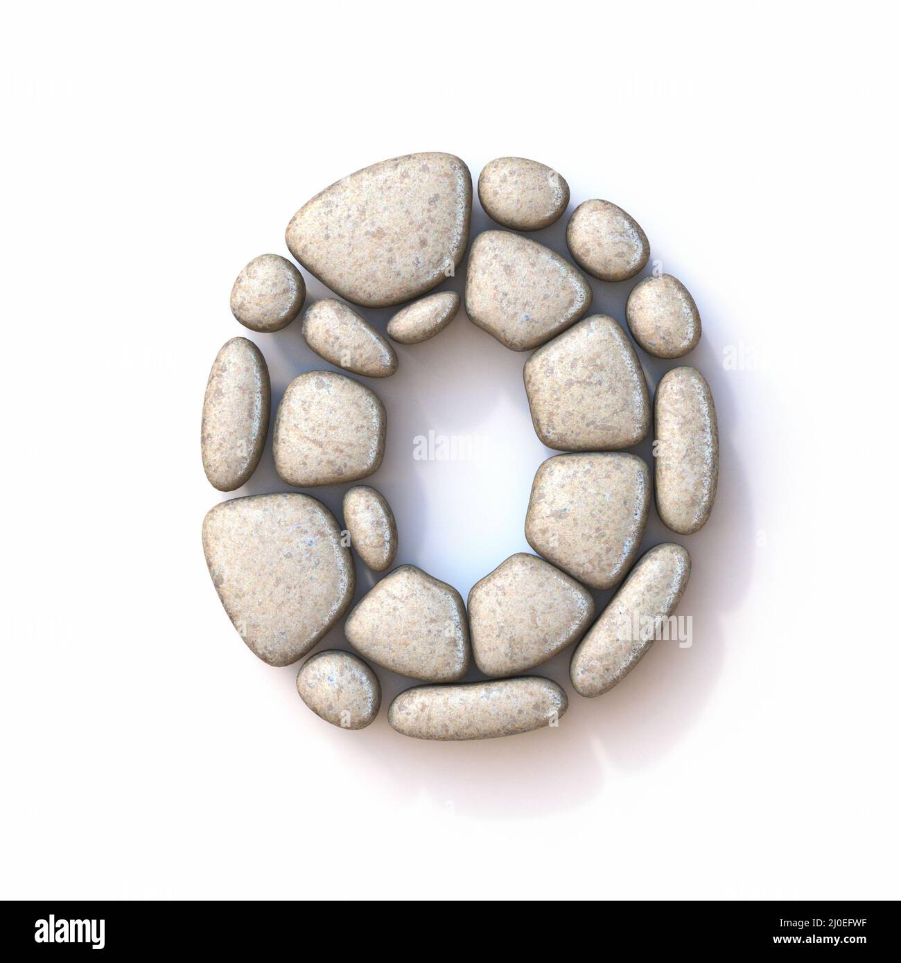 Pebble font Number 0 ZERO 3D rendering illustration isolated on white ...