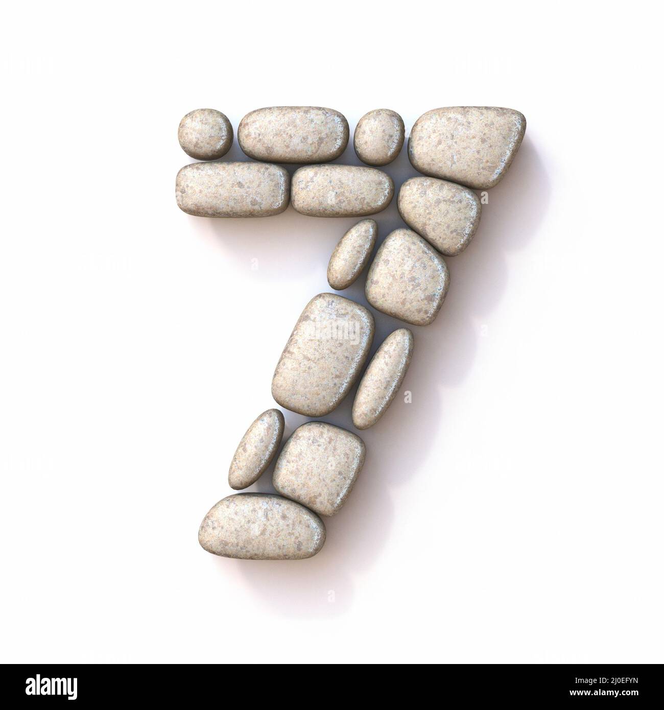 Pebble font Number 7 SEVEN 3D rendering illustration isolated on white ...