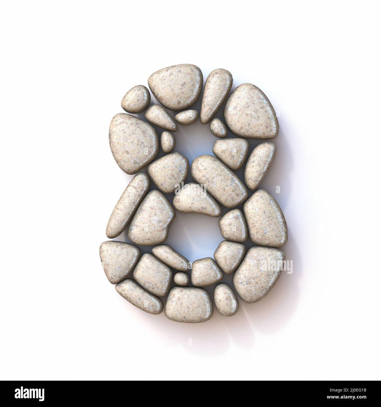 Pebble font Number 8 EIGHT 3D rendering illustration isolated on white ...