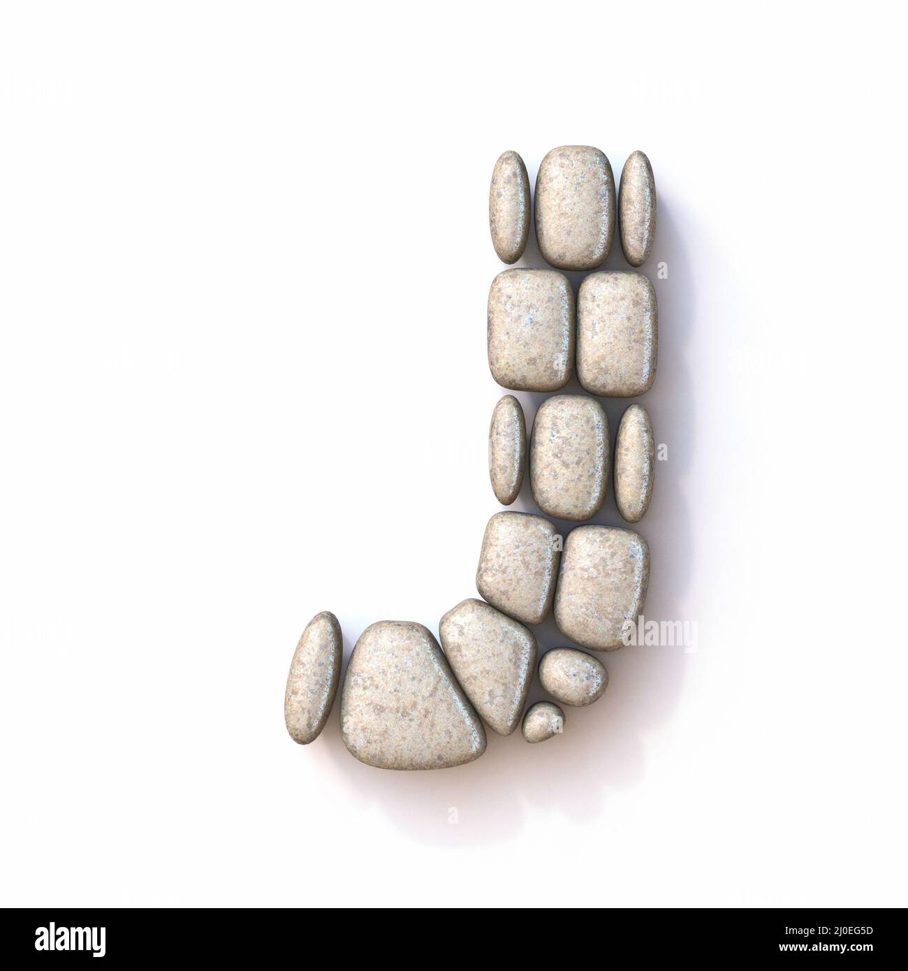 Pebble font Letter J 3D rendering illustration isolated on white ...