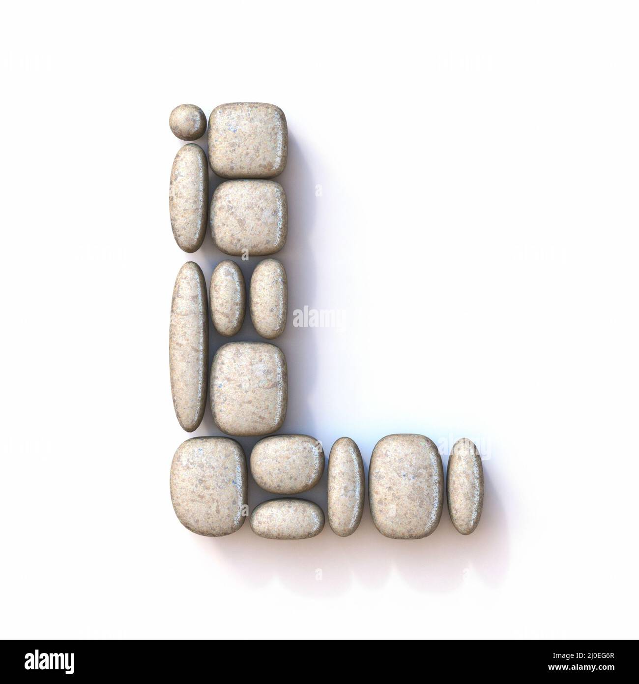 Pebble font Letter L 3D rendering illustration isolated on white ...
