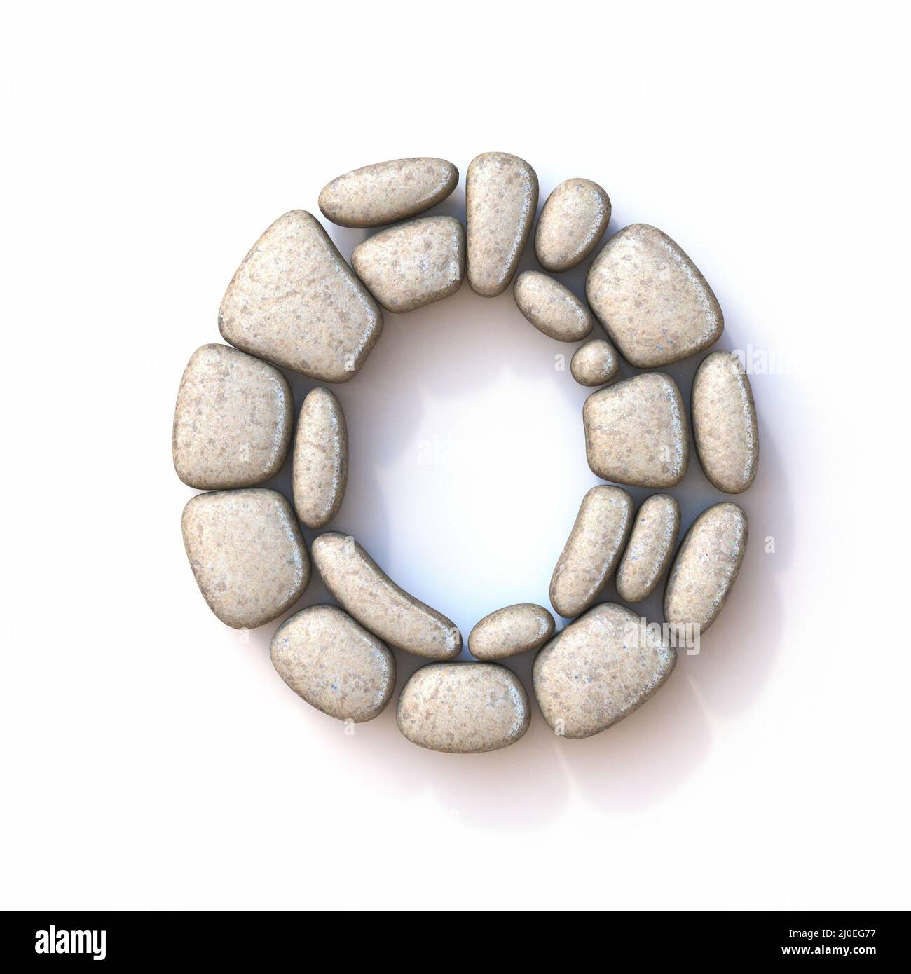 Pebble font Letter O 3D rendering illustration isolated on white ...