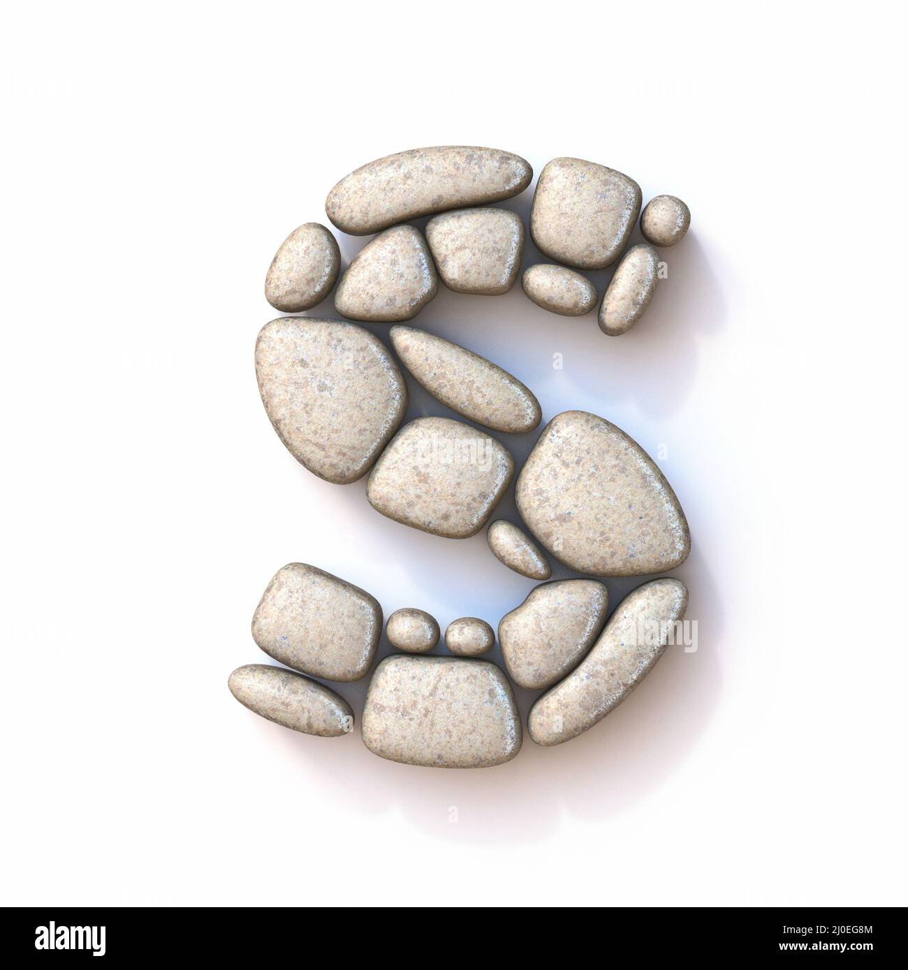 Pebble font Letter S 3D rendering illustration isolated on white ...
