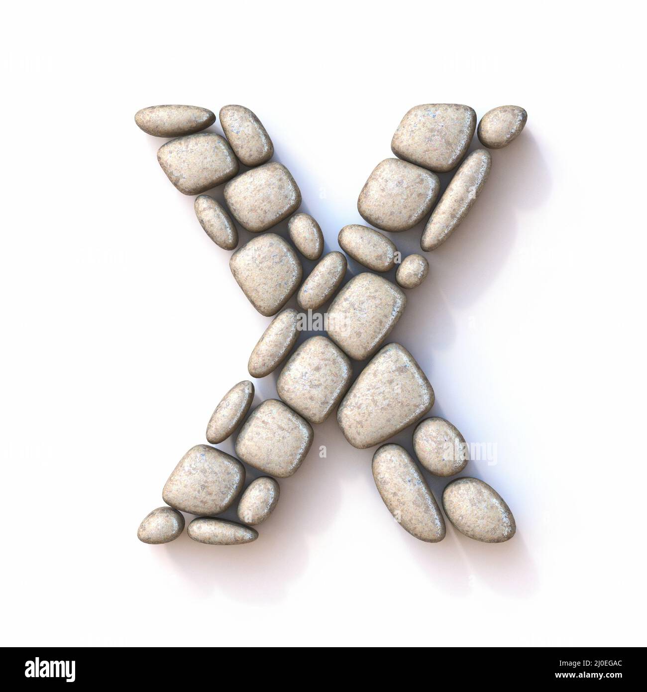 Pebble font Letter X 3D rendering illustration isolated on white ...