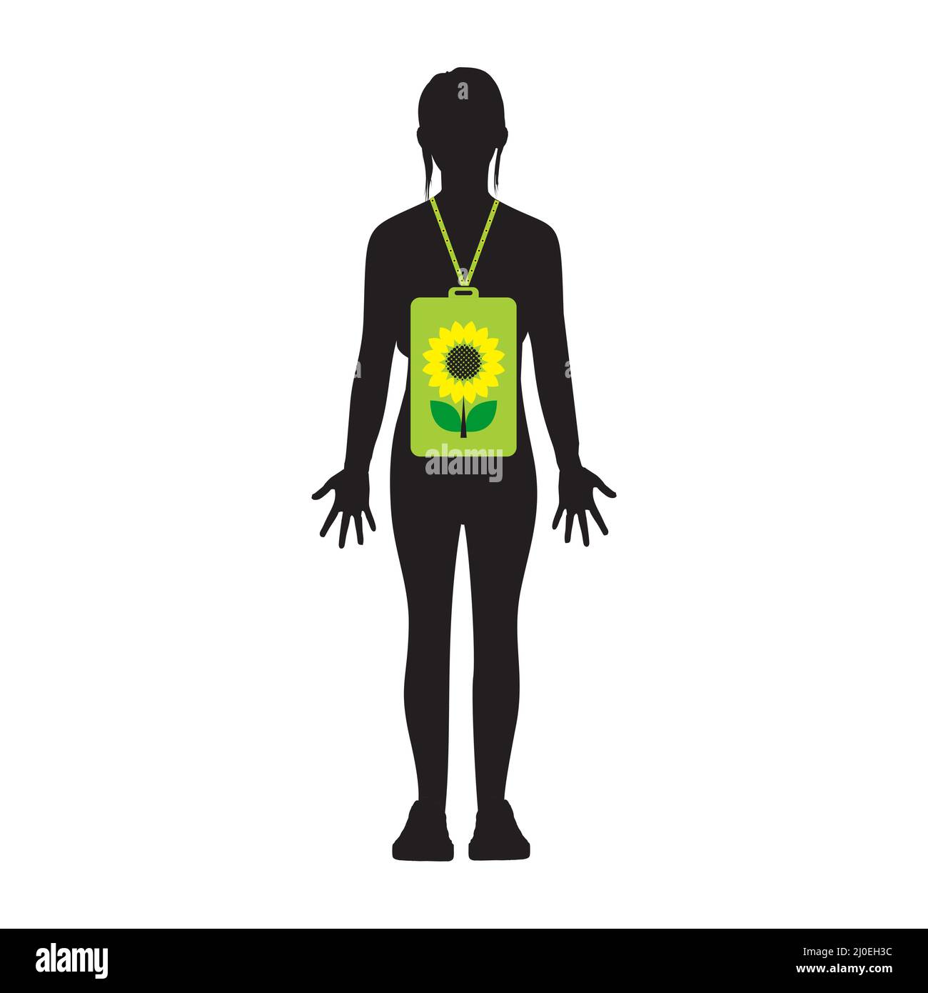 Vector illustration, people distance learning wearing a sunflower ...