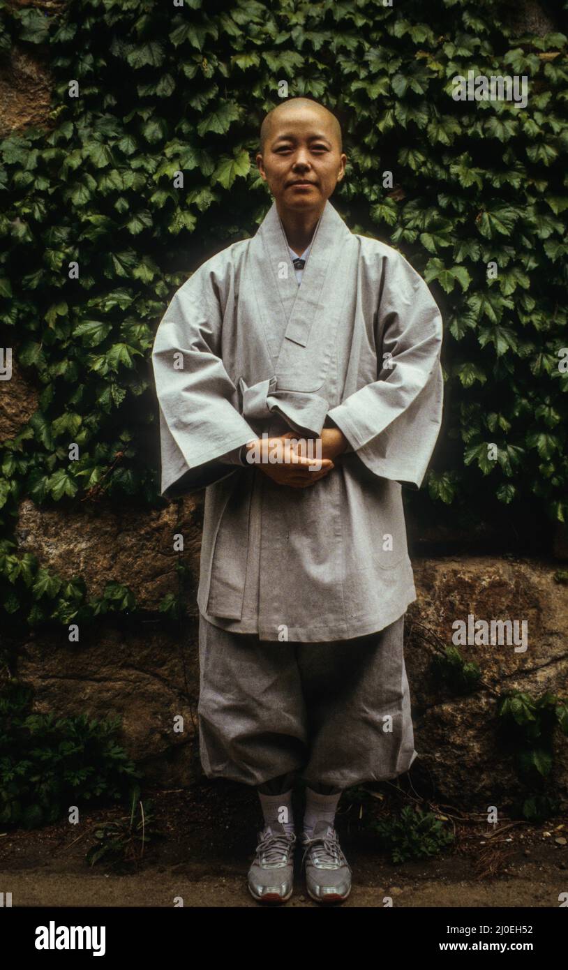 Buddhist nun at Naksansa temple on the East coast of South Korea Stock ...