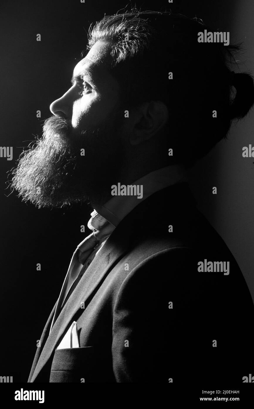Shadow male bearded profile. Bearded man with beard, bearded gay ...