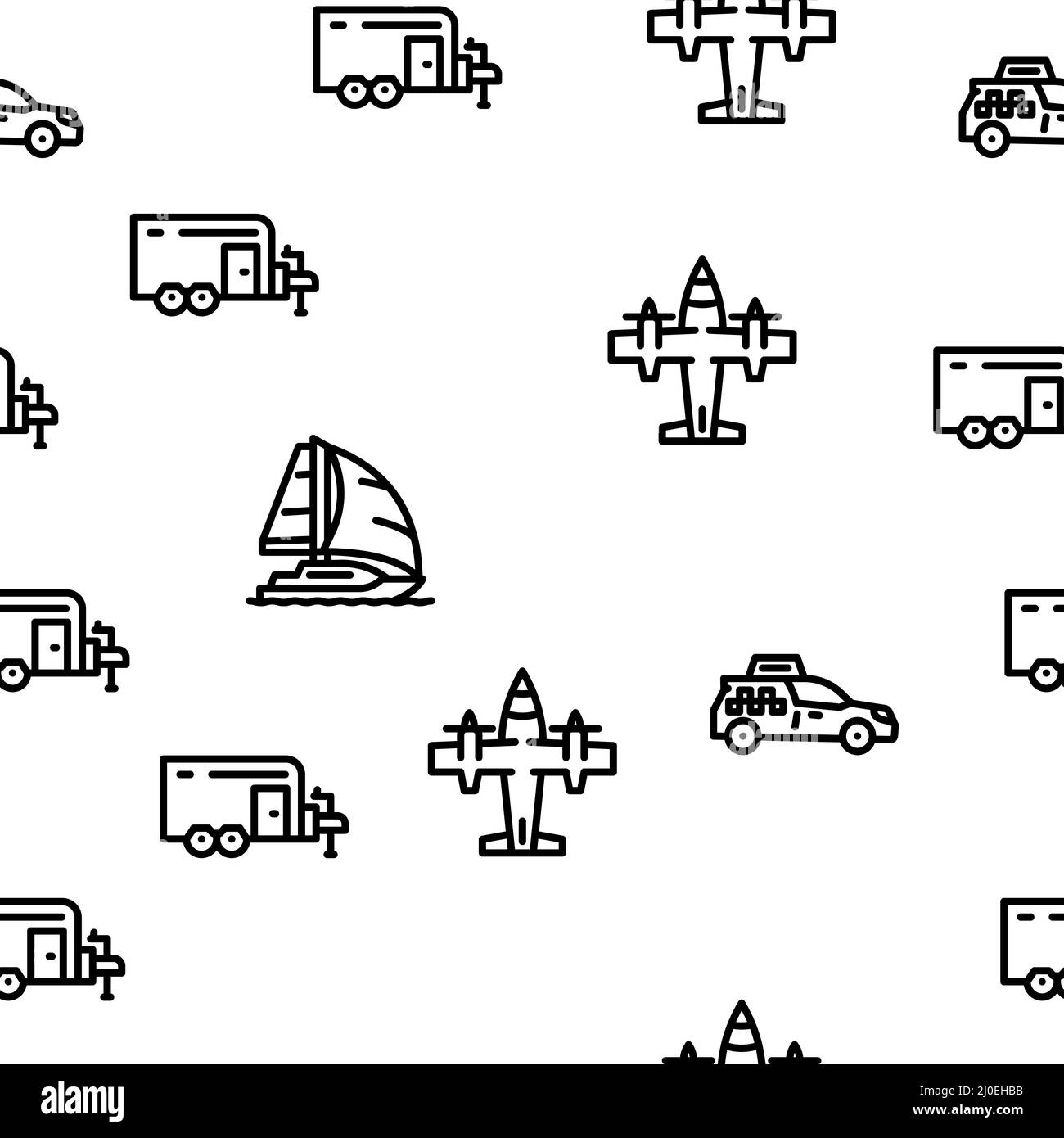 Transport Vehicle And Flying Vector Seamless Pattern Stock Vector Image ...