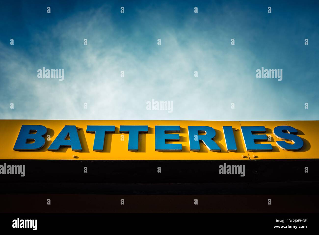 Bright Batteries Sign Stock Photo - Alamy