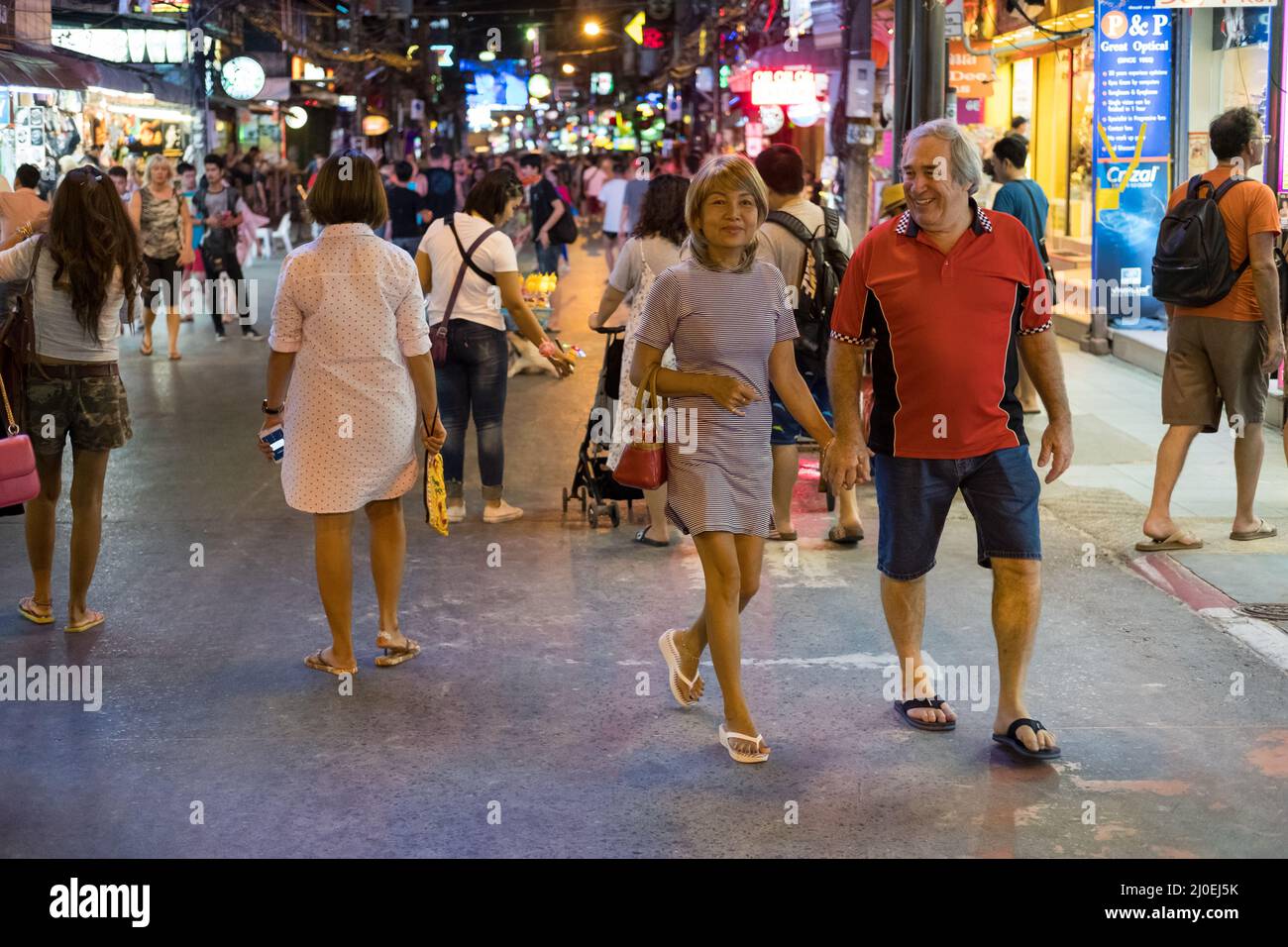 Bangla Road walking street by night in Patong. It is famous for its ...