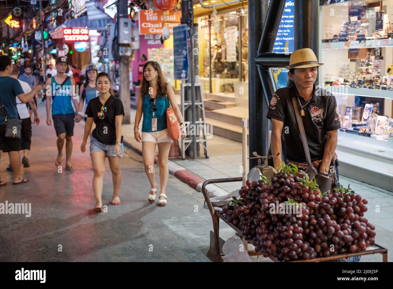 Bangla Road walking street by night in Patong. It is famous for its ...