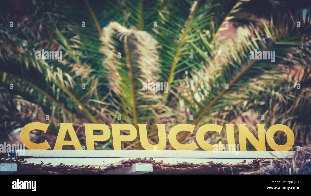 Beach Cafe Cappuccino Sign Stock Photo - Alamy