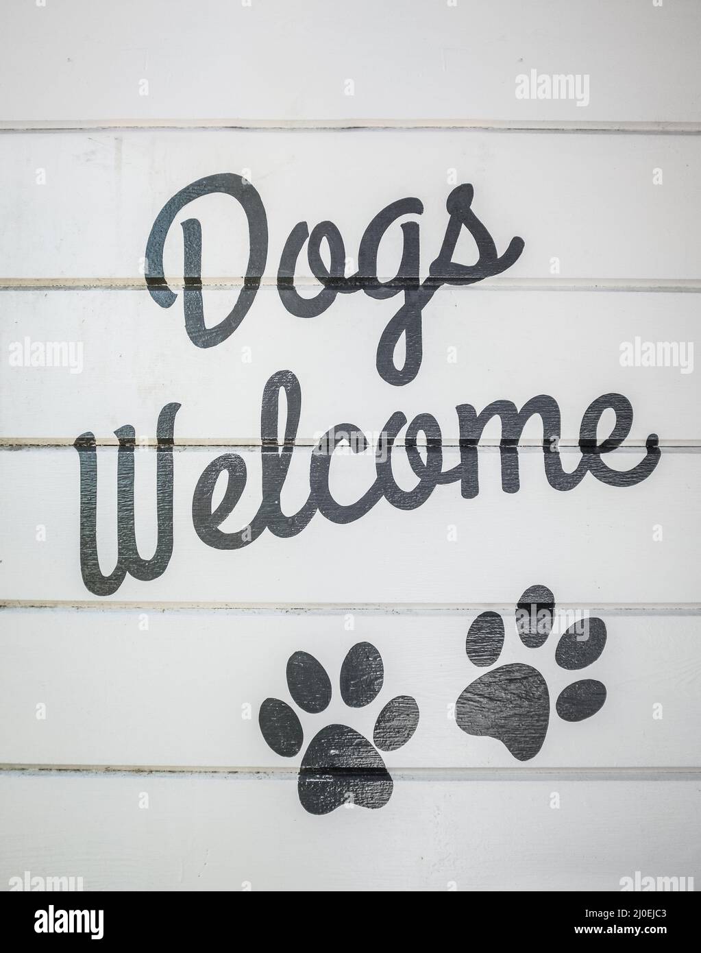 Dogs Welcome Sign Stock Photo - Alamy