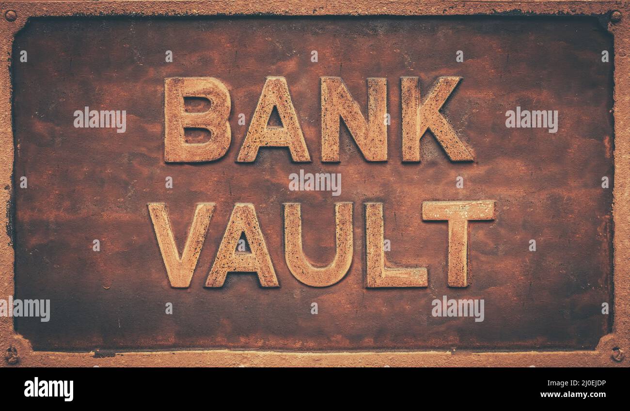 Vintage Bank Vault Sign Stock Photo - Alamy
