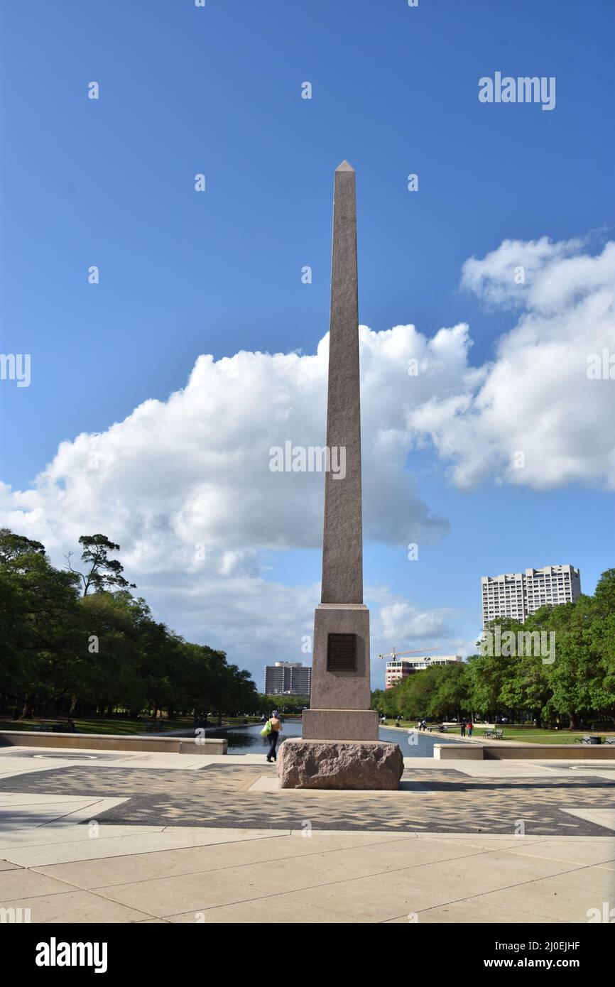 Pioneer Memorial Obelisk at Hermann Park in Houston, Texas Stock Photo ...