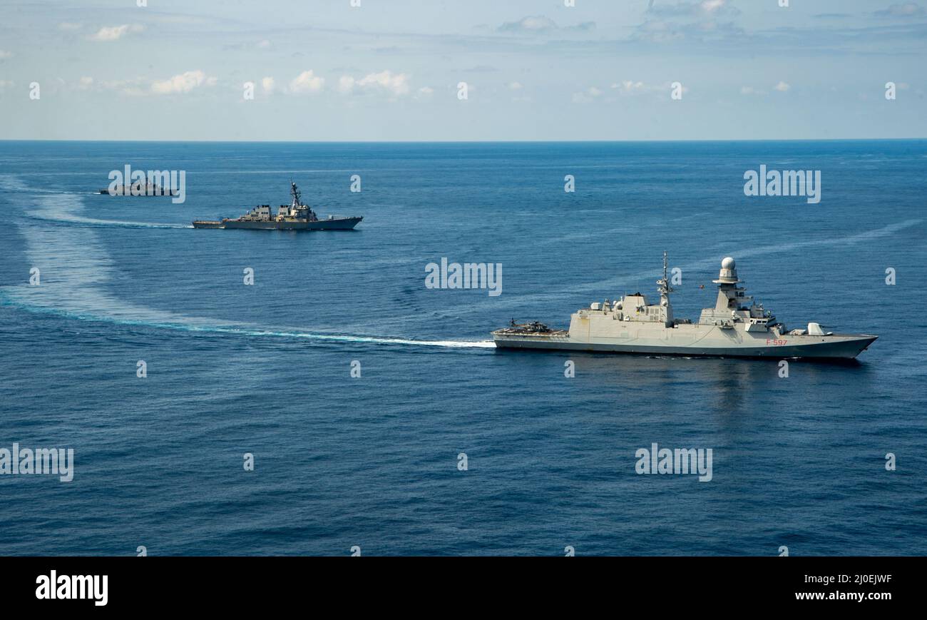 220317-N-DH793-2333 IONIAN SEA (Mar. 17, 2022) From left to right, the Hellenic Navy Hydra-class ...