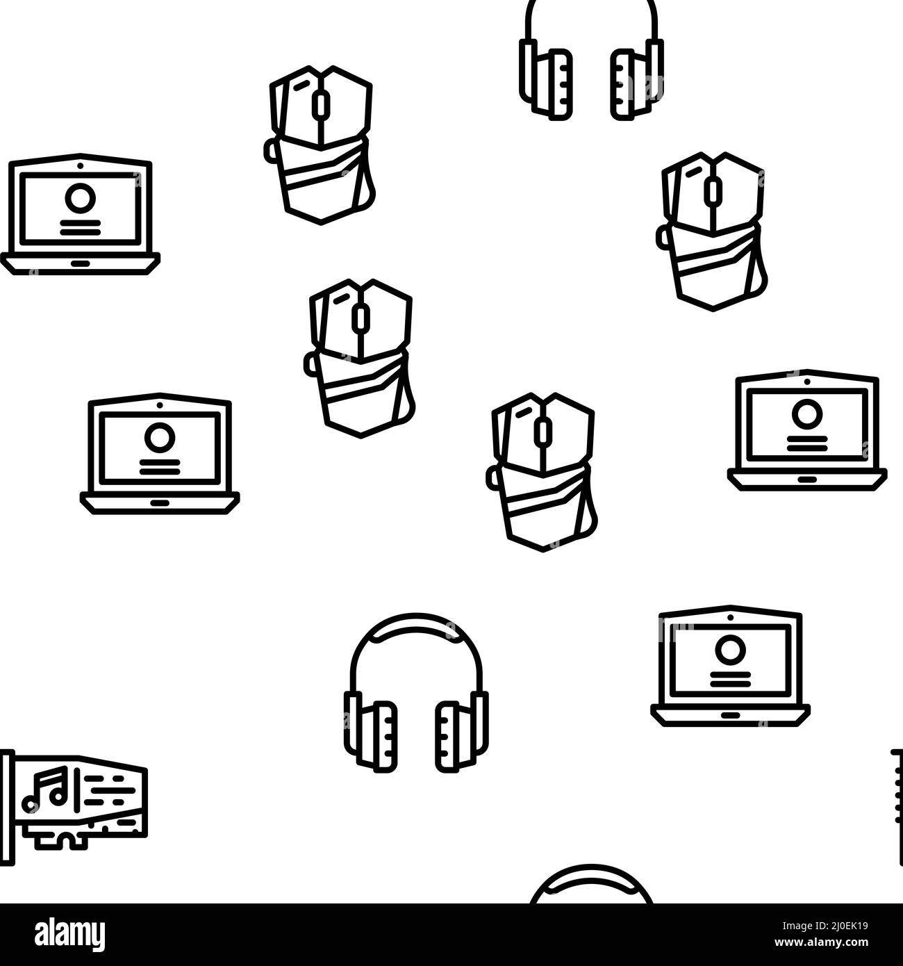 Computer Accessories And Parts Vector Seamless Pattern Stock Vector ...