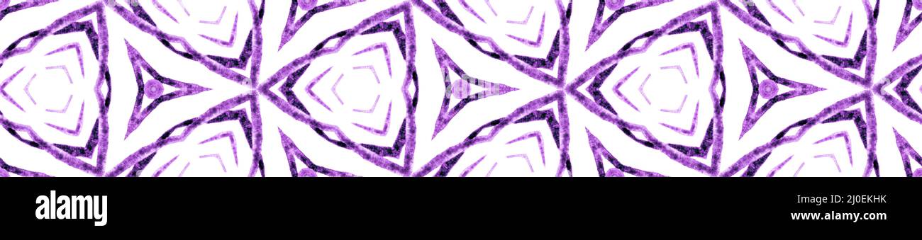 Purple summer Seamless Border Scroll. Geometric Watercolor Frame ...