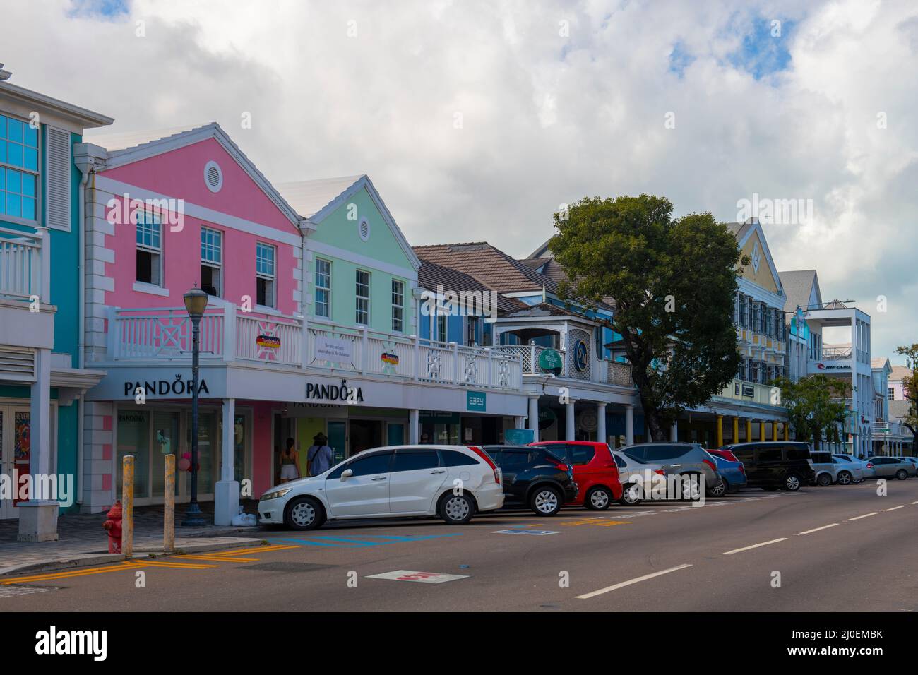 Historic commercial building on Bay Street in historic downtown Nassau ...