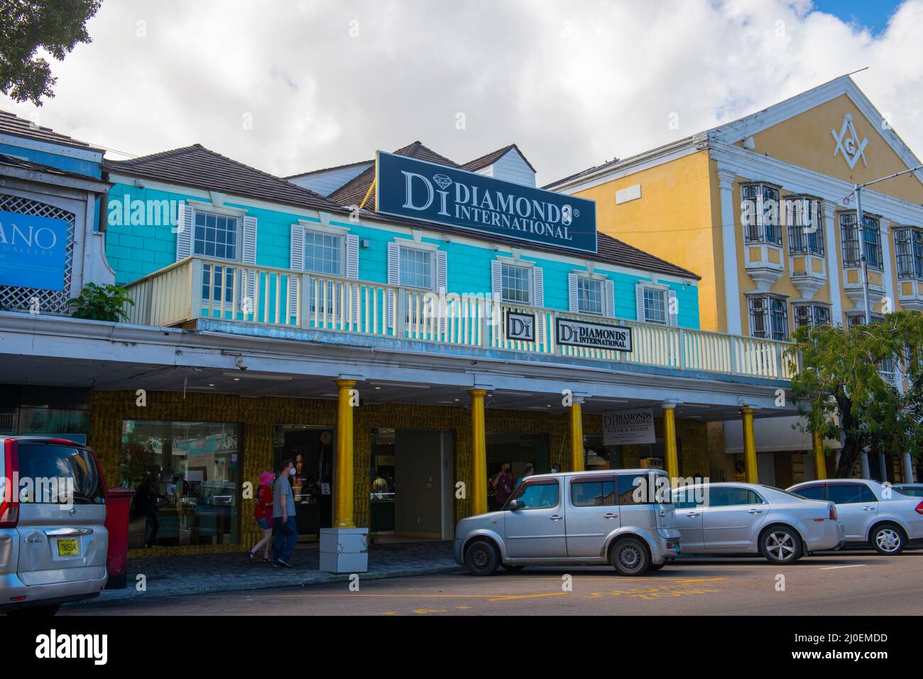 Historic commercial building on Bay Street in historic downtown Nassau ...