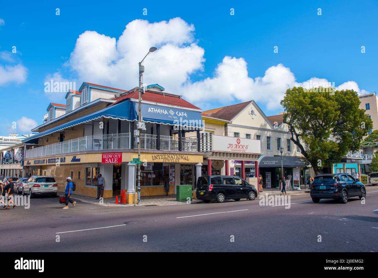 Historic commercial building on Bay Street in historic downtown Nassau ...