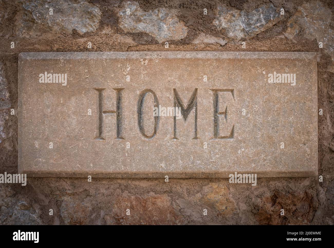 Spanish Villa Stone Home Sign Stock Photo - Alamy