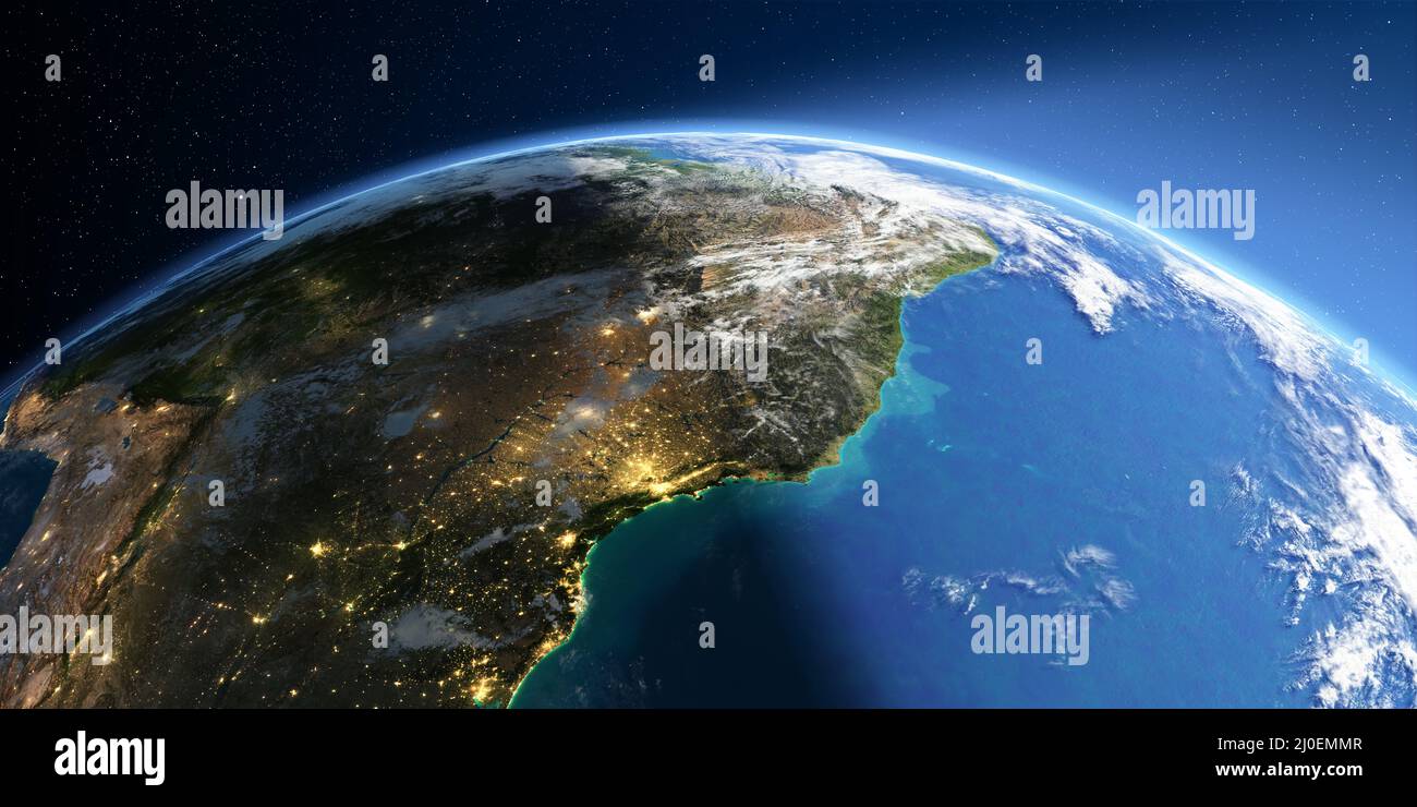 Detailed Earth. South America. East Coast of Brazil Stock Photo - Alamy
