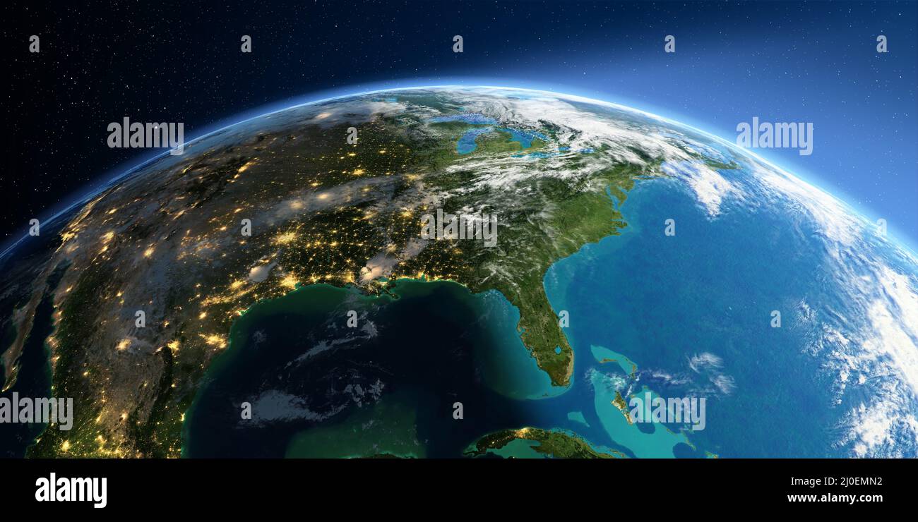 Detailed Earth. North America. Gulf of Mexico and Florida Stock Photo ...