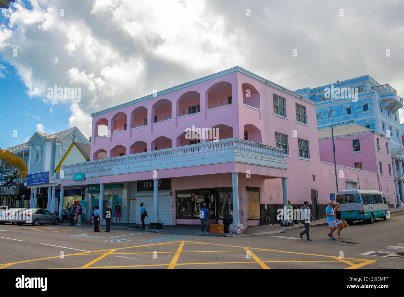 Historic commercial building on Bay Street in historic downtown Nassau ...