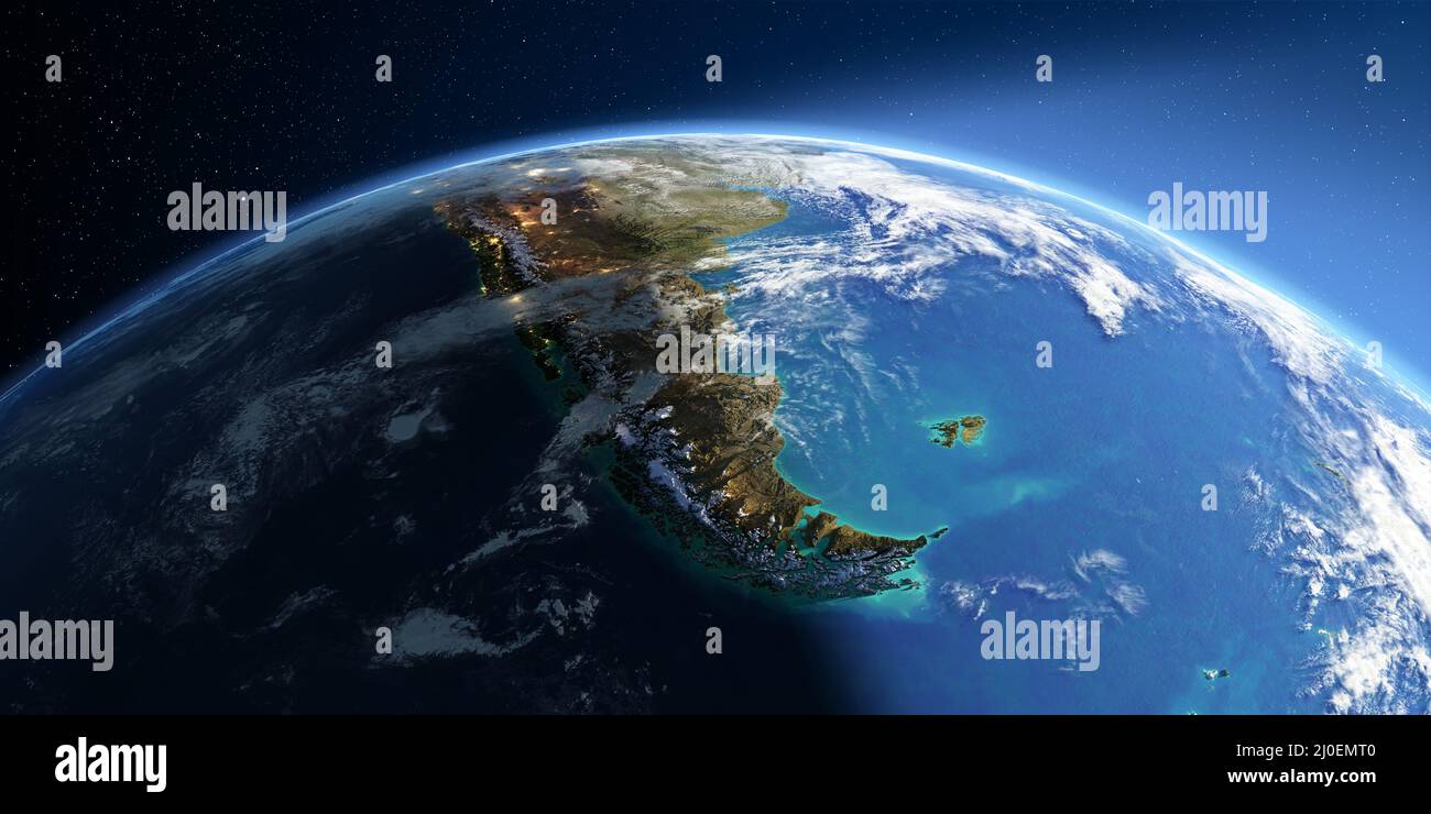 Detailed Earth. South America. Tierra del Fuego Stock Photo - Alamy
