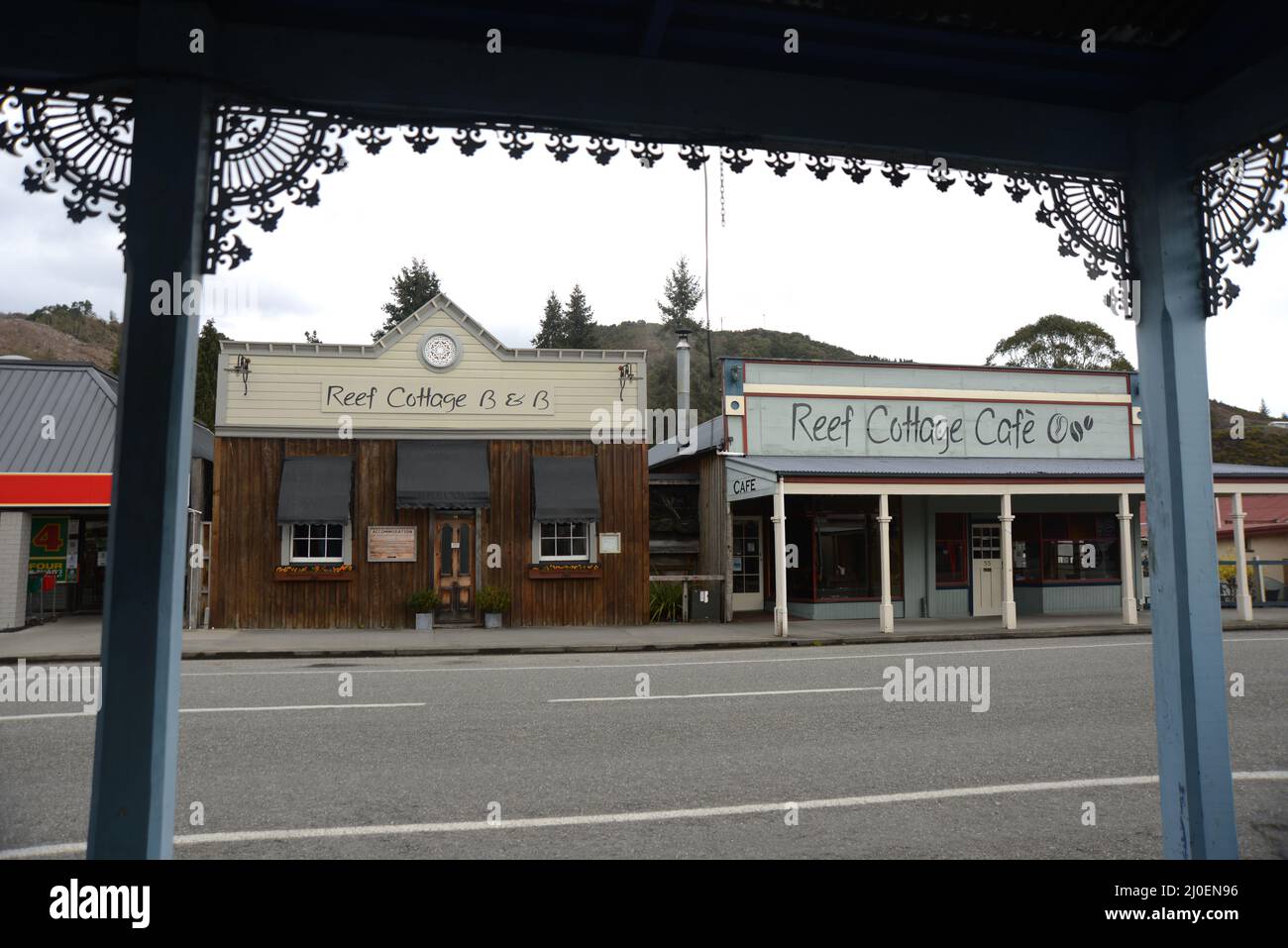 REEFTON, NEW ZEALAND, SEPTEMBER 6, 2021: Historic buildings on Broadway ...