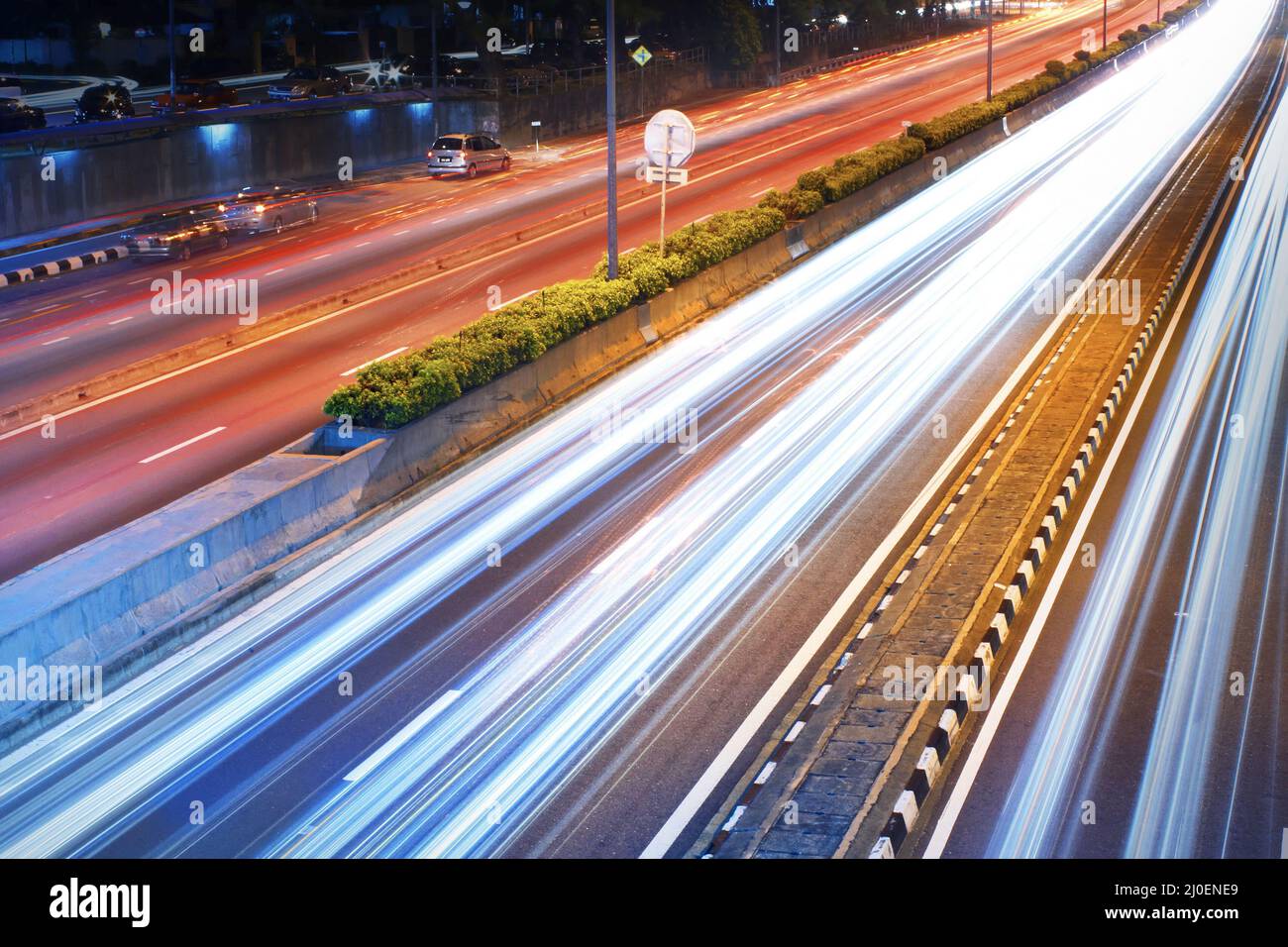 Long exposure photo of traffic with blurred traces from cars Stock ...