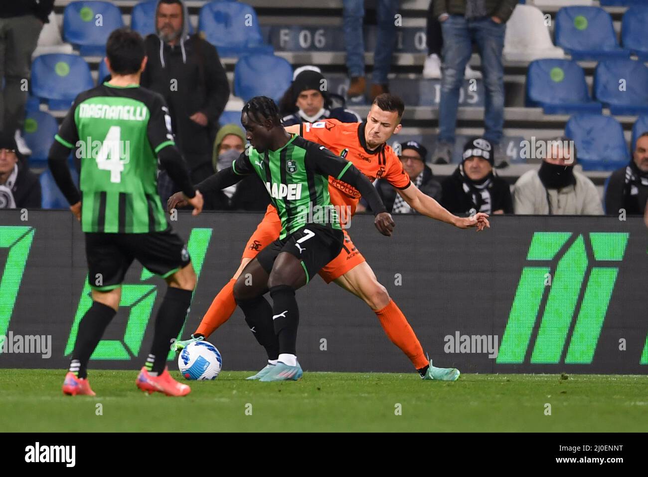 Reggio Emilia, Italy. 18th Mar, 2022. Brian Oddei(Sassuolo)Arkadiusz ...