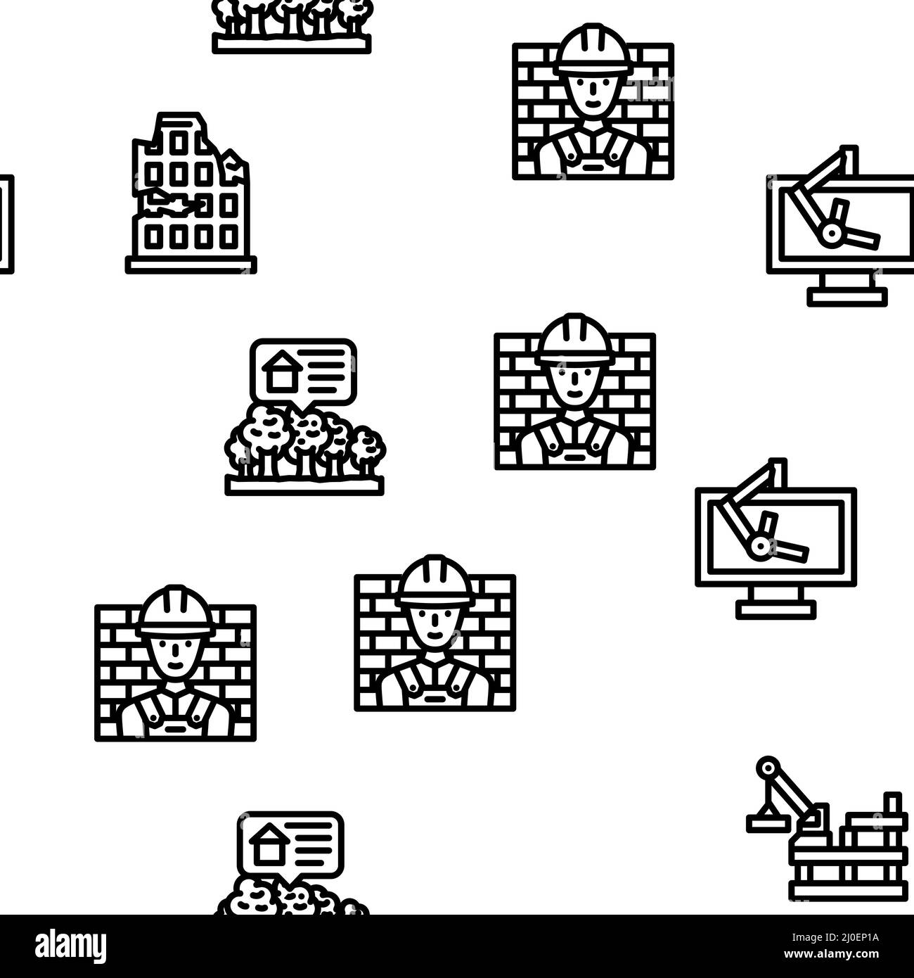 Architect Professional Occupation Vector Seamless Pattern Stock Vector ...
