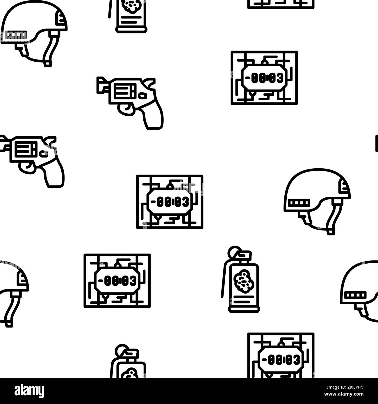 Weapon Military Army Equipment Vector Seamless Pattern Stock Vector ...