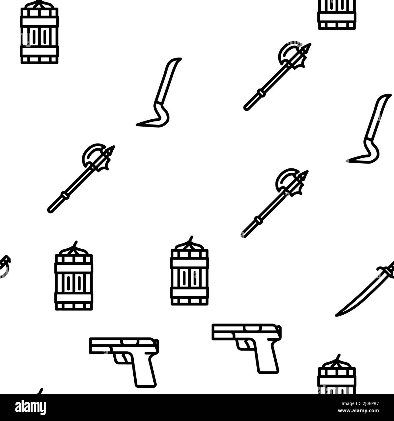 Weapon Military Army Equipment Vector Seamless Pattern Stock Vector ...
